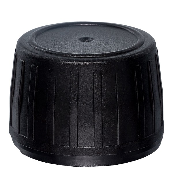 Bouchon à vis inviolable DIN 28 noir en PP avec joint d'étanchéité en ...